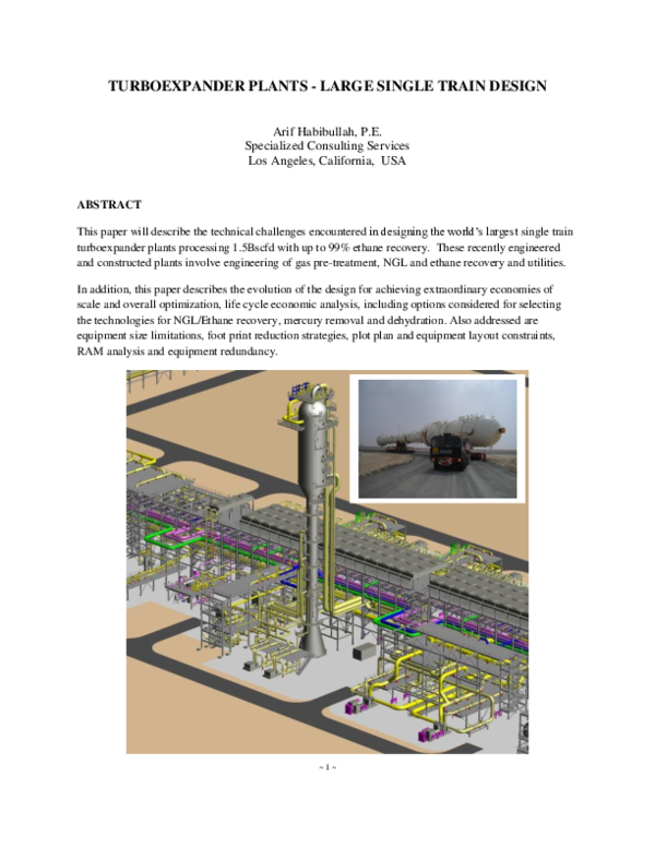 (PDF) TURBOEXPANDER PLANTS -LARGE SINGLE TRAIN DESIGN