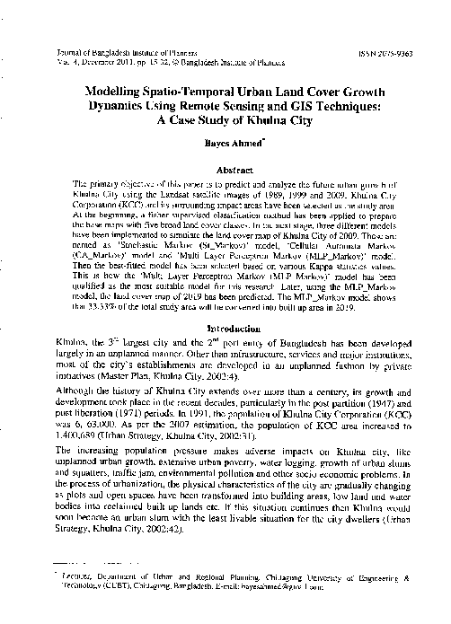 (PDF) Modelling Spatio-Temporal Urban Land Cover Growth Dynamics Using Remote Sensing and GIS ...