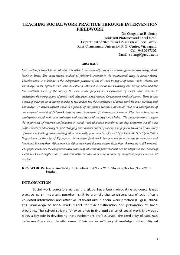 Doc 8 Teaching Social Work Practice Through Intervention Field Work Doc
