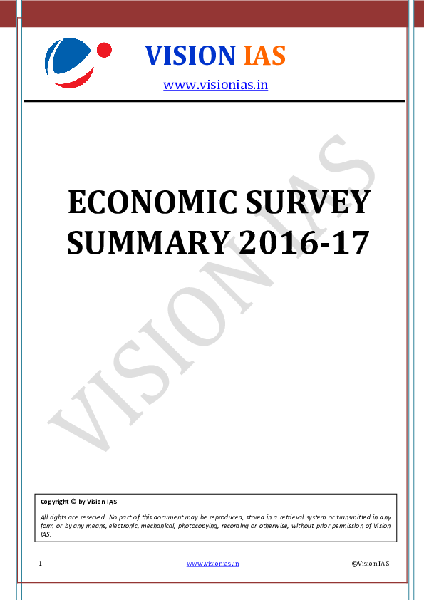 (PDF) VISION IAS ECONOMIC SURVEY SUMMARY 2016-17