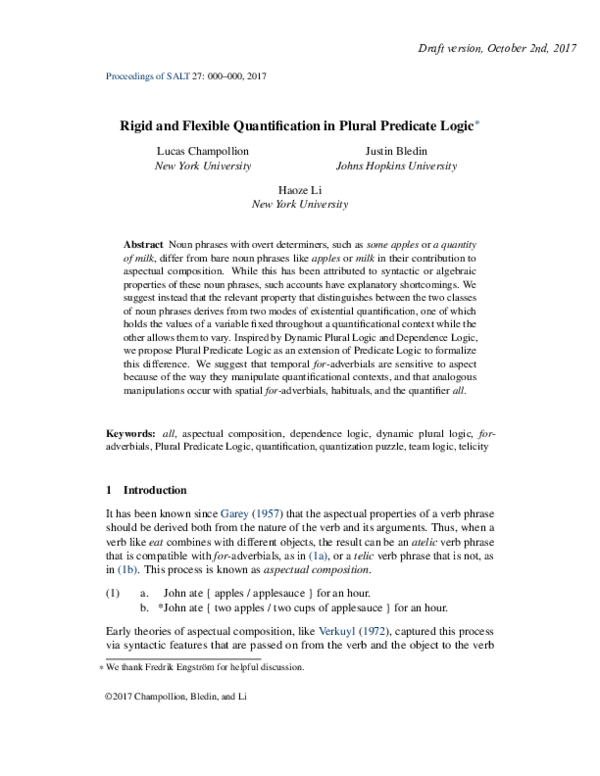 (PDF) Rigid and Flexible Quantification in Plural Predicate Logic