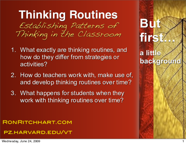 (PDF) Thinking Routines Establishing Patterns of Thinking in the Classroom