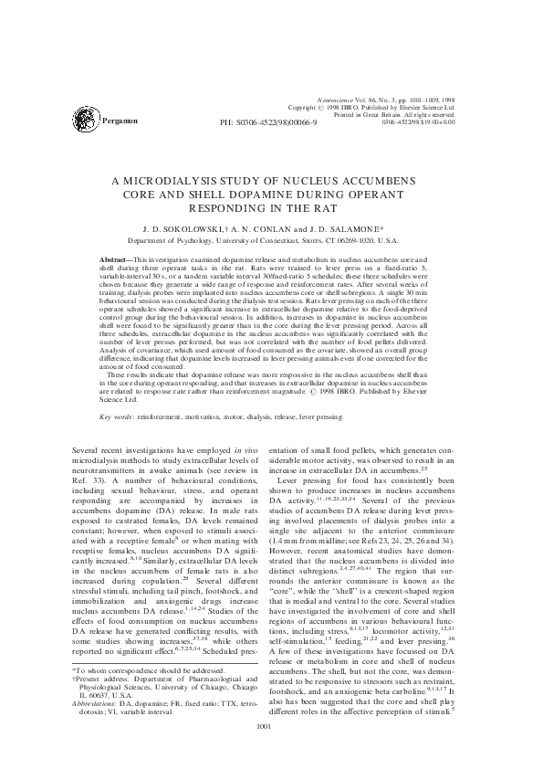 (PDF) A microdialysis study of nucleus accumbens core and shell ...