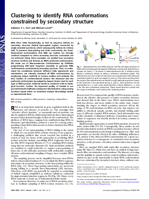 Pdf Clustering To Identify Rna Conformations Constrained By Secondary
