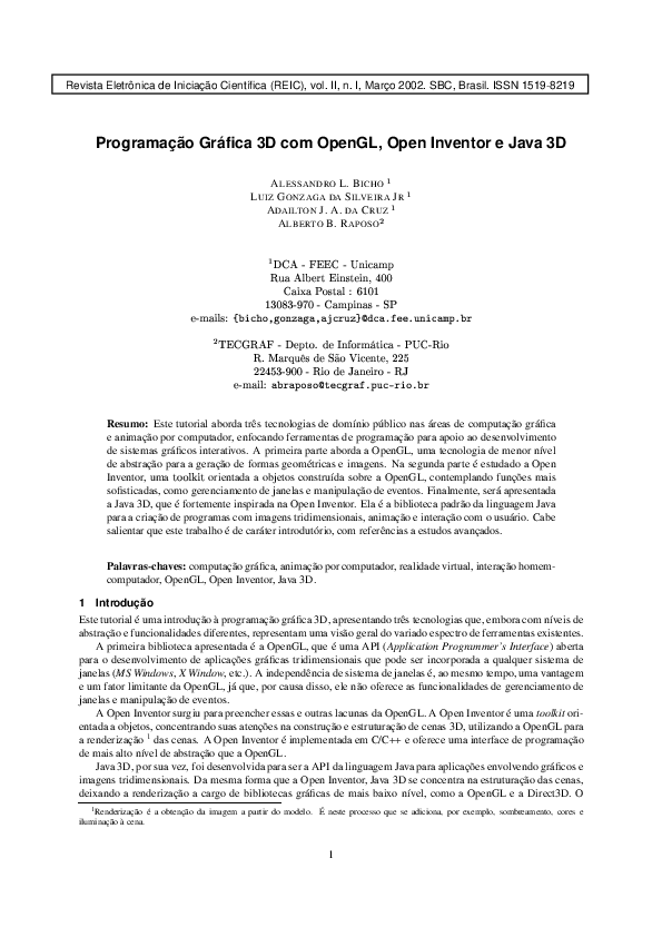 (PDF) Programação gráfica 3d com opengl, open inventor e java 3d
