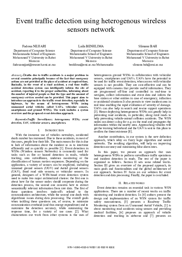 (PDF) Event traffic detection using heterogenous wireless sensors ...
