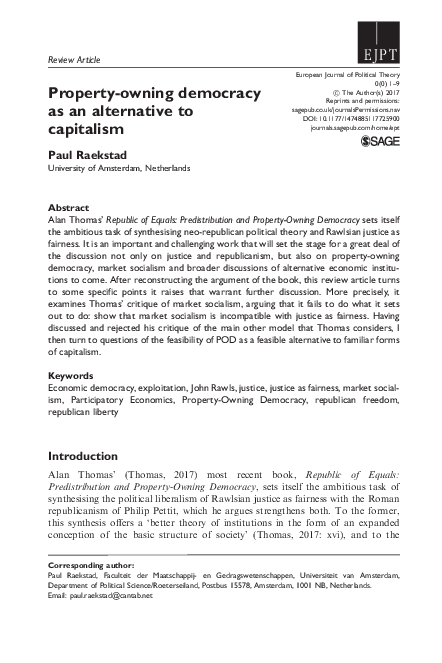 (PDF) Property-owning democracy as an alternative to capitalism