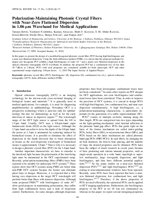 (PDF) Polarization-Maintaining Photonic Crystal Fibers with Near-Zero Flattened Dispersion in 1 ...