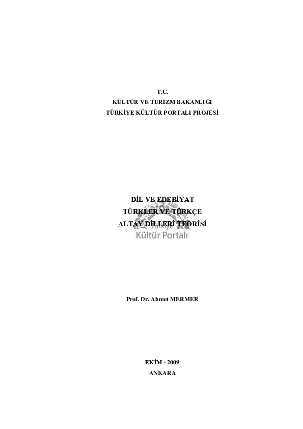 (PDF) DİL VE EDEBİYAT TÜRKLER VE TÜRKÇE ALTAY DİLLERİ TEORİSİ