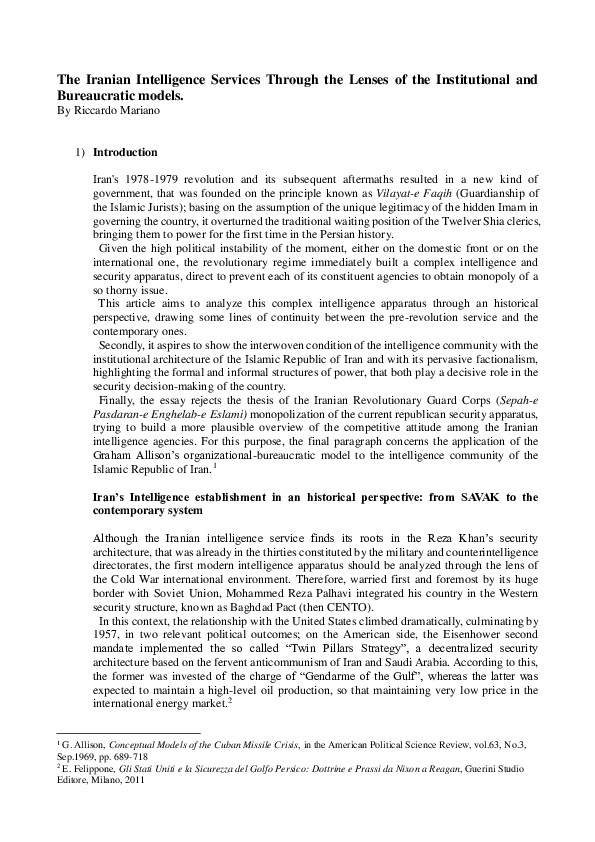 (PDF) The Iranian Intelligence Services Through the Lenses of the ...