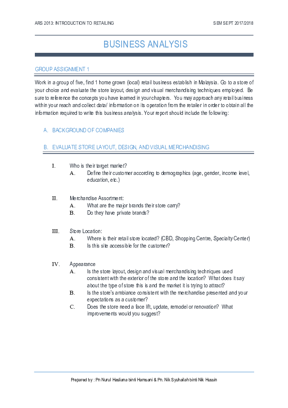 (DOC) BUSINESS ANALYSIS