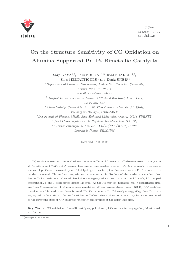 (PDF) On the Structure Sensitivity of CO Oxidation on Alumina Supported ...