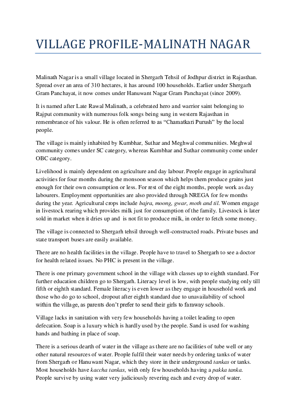 (DOC) VILLAGE PROFILE