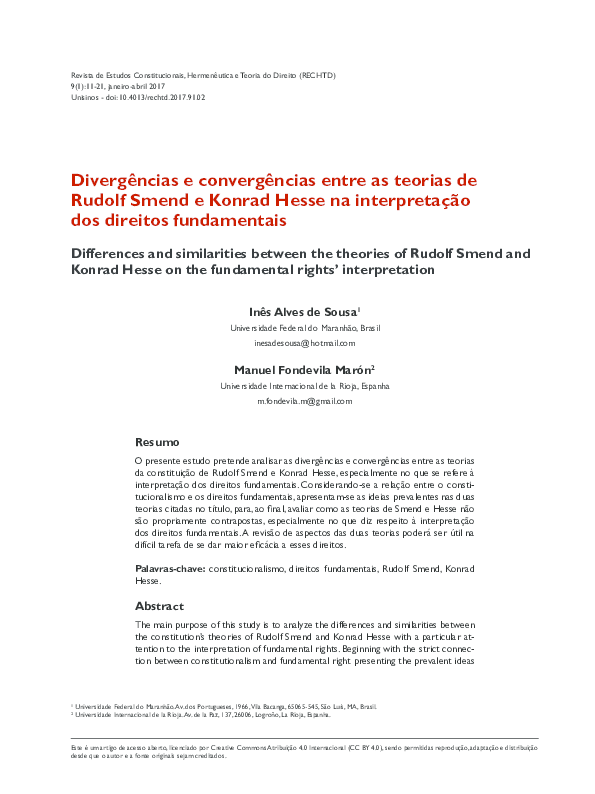 (PDF) Divergências e convergências entre as teorias de Rudolf Smend e ...