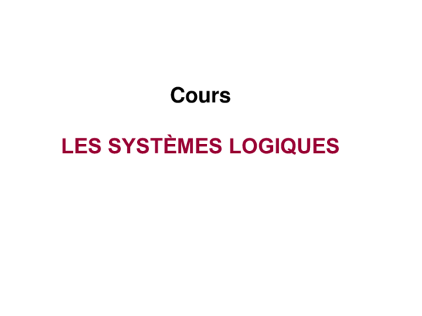 Cours systèmes logiques 1 - ISET de Djerba
