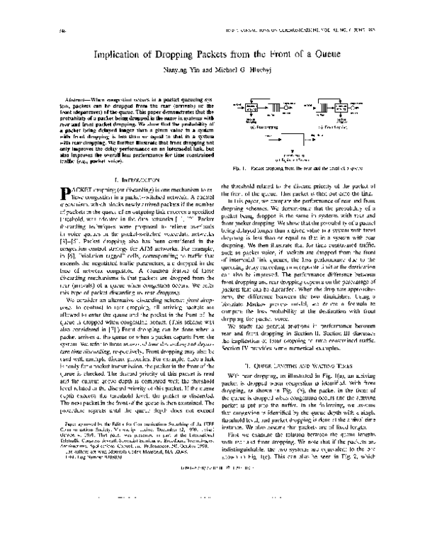 (PDF) Implication of Dropping Packets from the Front of a Queue