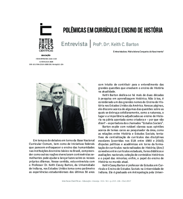 (PDF) Polêmicas em Currículo e Ensino de História: Entrevista com o ...