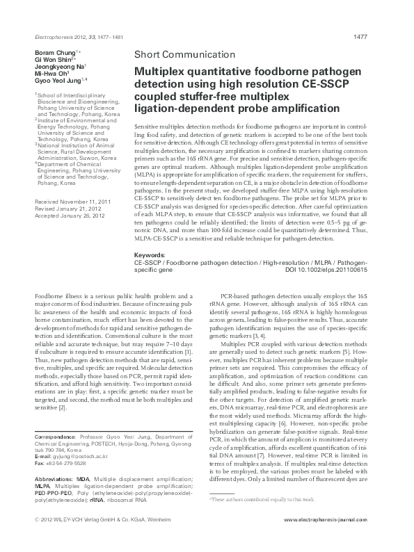 (PDF) Multiplex quantitative foodborne pathogen detection using high resolution CE-SSCP coupled ...