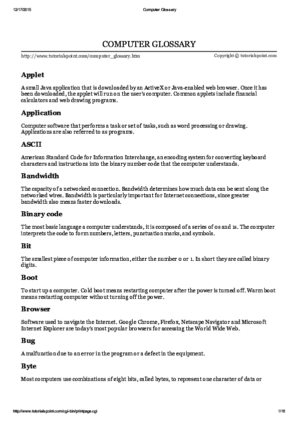 (PDF) Computer Abbreviations and Terminologies 1482296155