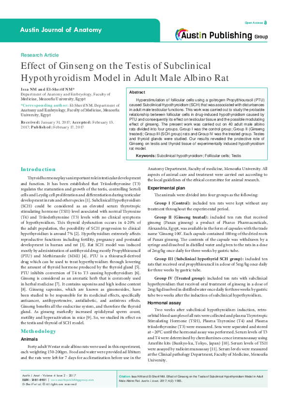 (PDF) Citation: Issa NM and El-Sherif NM. Effect of Ginseng on the ...