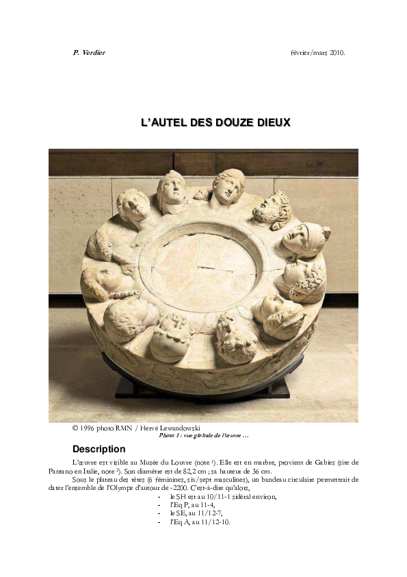 (PDF) L'AUTEL DES DOUZE DIEUX