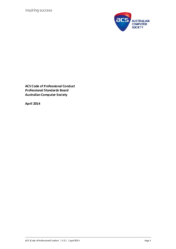 (PDF) ACS Code of Professional Conduct Professional Standards Board ...