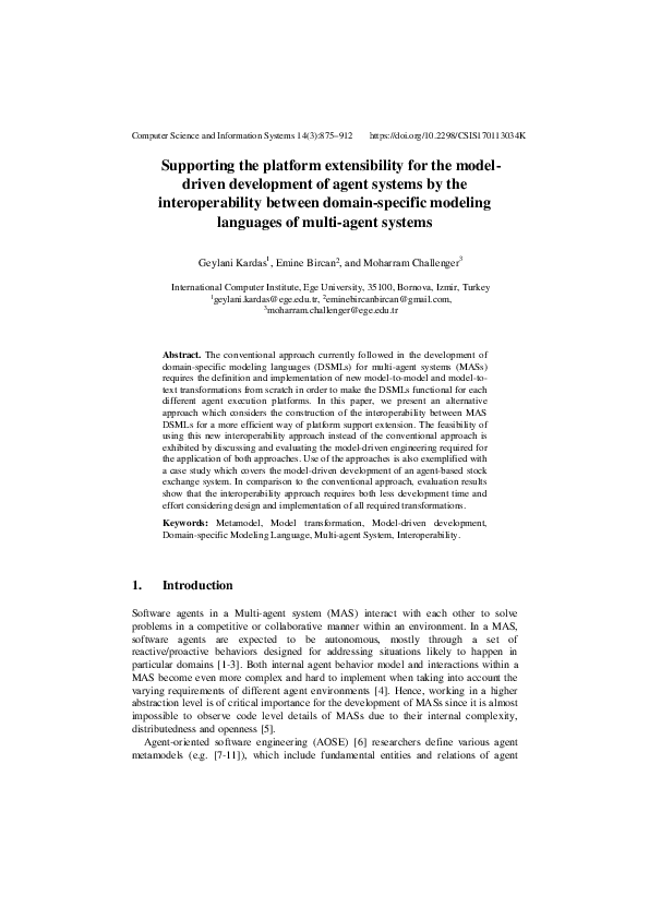 Pdf Supporting The Platform Extensibility For The Model Driven Development Of Agent Systems