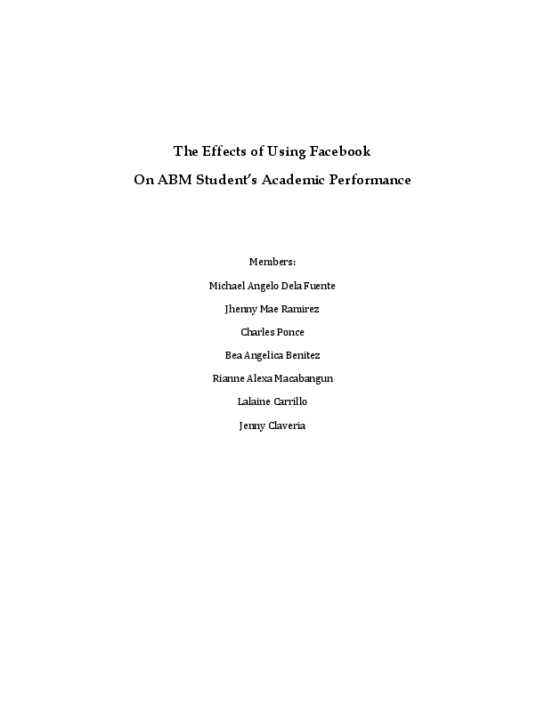 (DOC) The Effects of Using Facebook On ABM Student's Academic ...