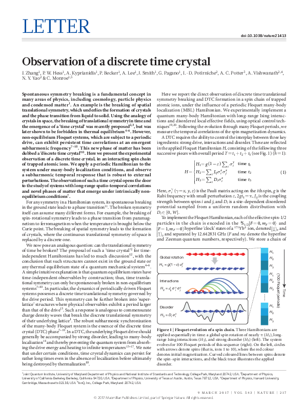 (PDF) Observation of a discrete time crystal