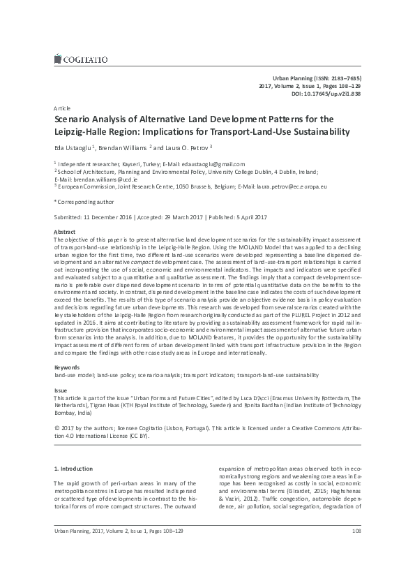 (PDF) Scenario Analysis of Alternative Land Development Patterns for ...