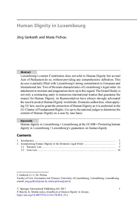 (PDF) Human dignity in Luxembourg | Gerkrath, Jörg and maria pichou ...
