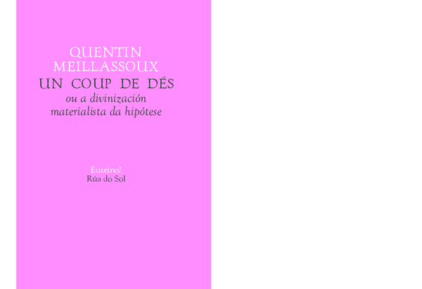 Pdf Un Coup De Dés Ou A Divinización Materialista Da Hipótese De