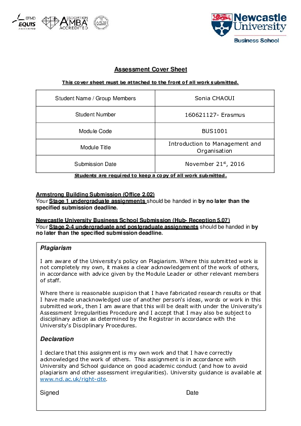 (DOC) Assessment Cover Sheet