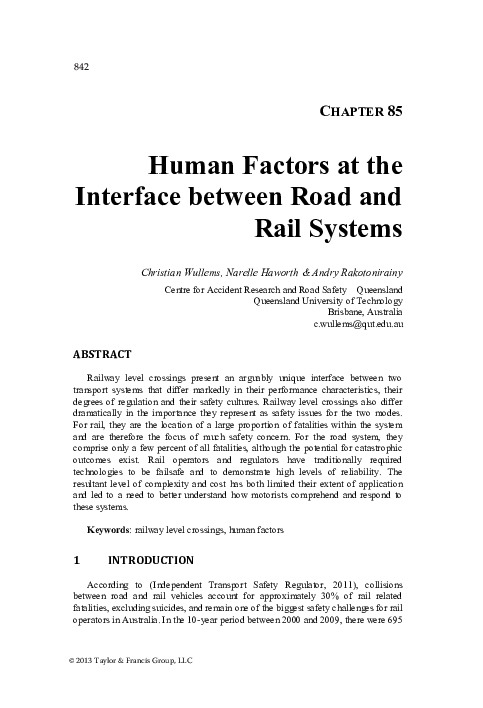(PDF) Human Factors at the Interface between Road and Rail Systems