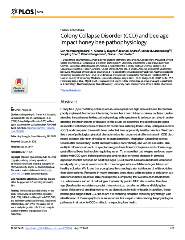 (PDF) Colony Collapse Disorder (CCD) and bee age impact honey bee ...