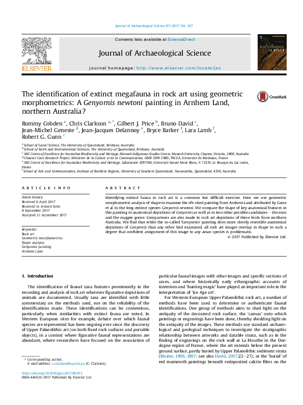 (PDF) The identification of extinct megafauna in rock art using ...