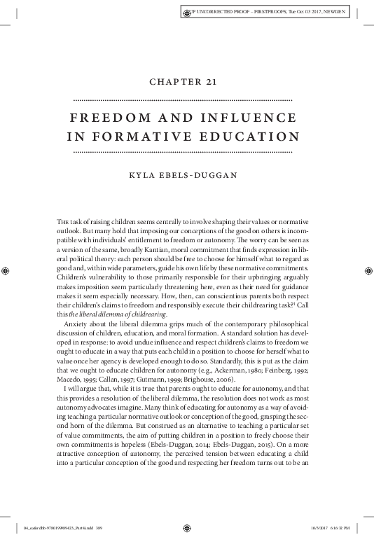 (PDF) Freedom and Influence in Formative Education