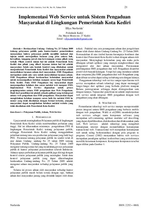 (PDF) Implementasi Web Service untuk Sistem Pengaduan Masyarakat di Lingkungan Pemerintah Kota ...