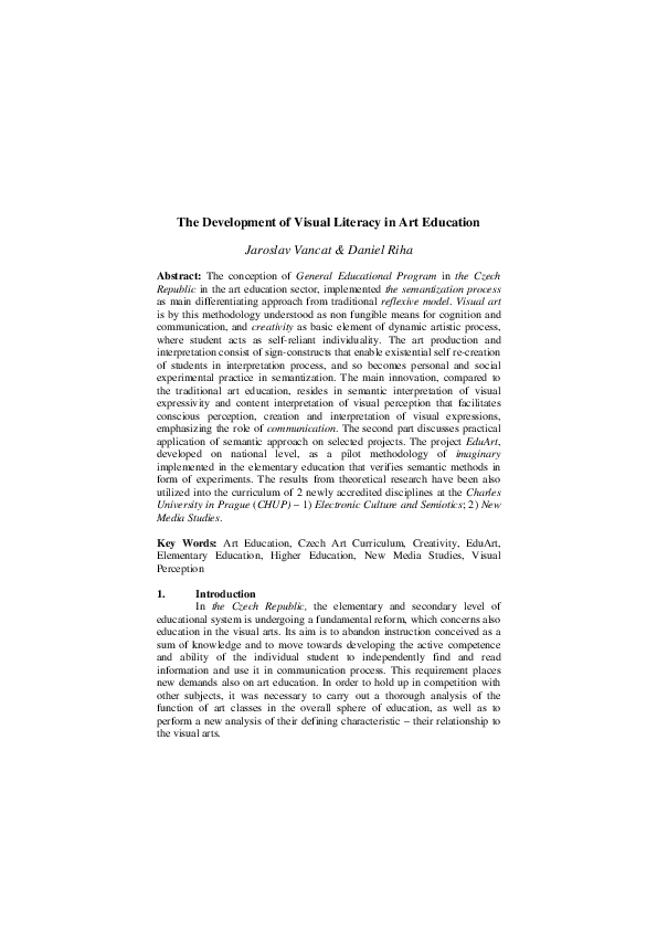 (PDF) The Development of Visual Literacy In Art Education