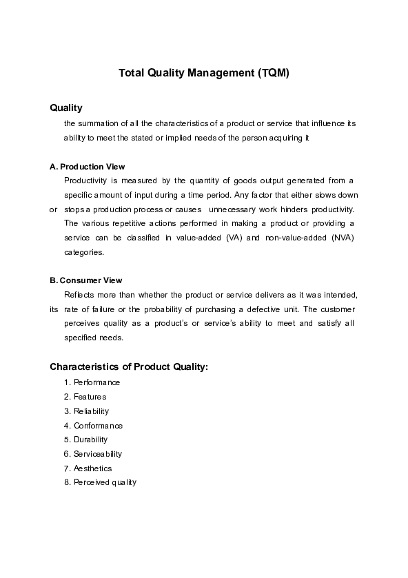 (DOC) Total Quality Management (TQM