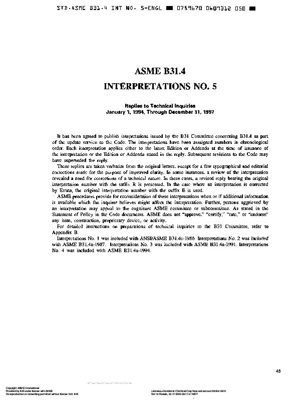 (PDF) ASME B31.4 INTERPRETATIONS NO. 5 Replies to Technical Inquiries