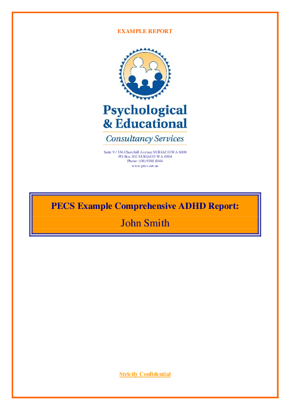 (PDF) EXAMPLE REPORT PECS Example Comprehensive ADHD Report
