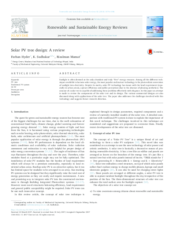 (PDF) Solar PV tree design: A review