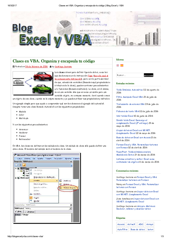 (PDF) Clases en VBA automóvil