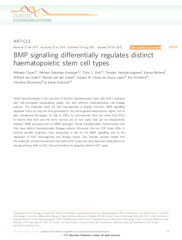 (PDF) BMP signalling differentially regulates distinct haematopoietic ...