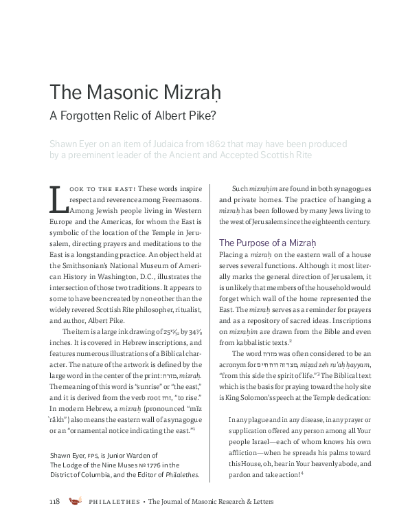(PDF) The Masonic Mizraḥ: A Forgotten Relic of Albert Pike?