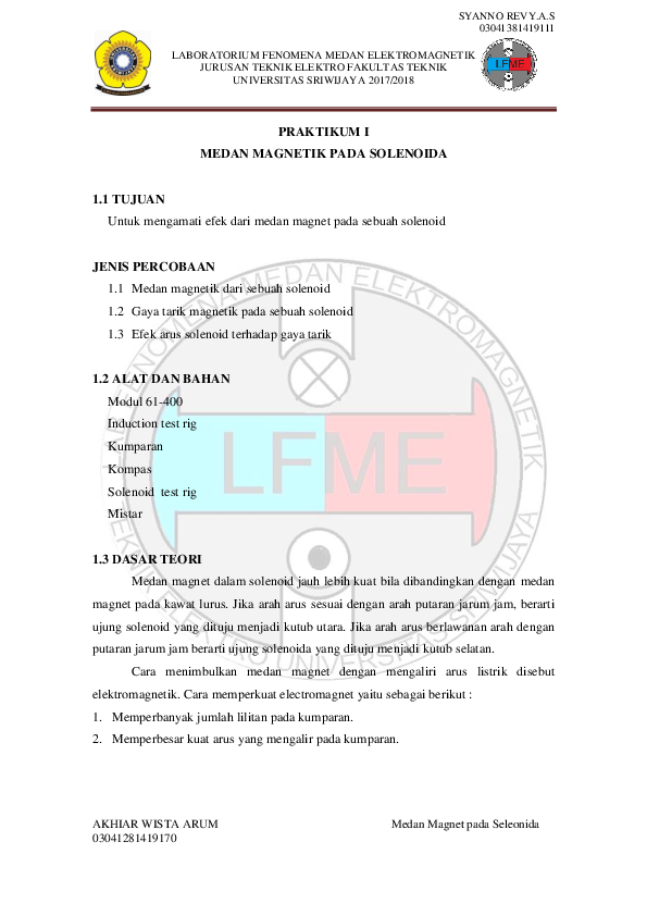 (DOC) PRAKTIKUM I MEDAN MAGNETIK PADA SOLENOIDA syanno revy