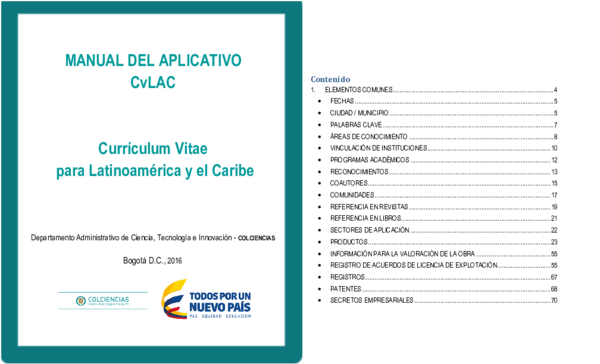 (PDF) MANUAL DEL APLICATIVO CvLAC Currículum Vitae para Latinoamérica y ...