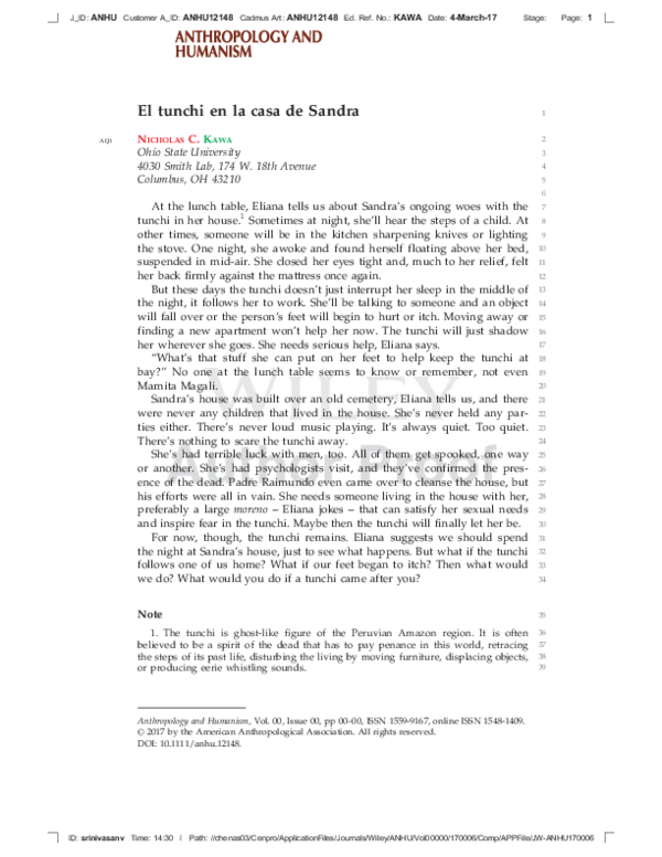 (PDF) El tunchi en la casa de Sandra | Nicholas Kawa - Academia.edu