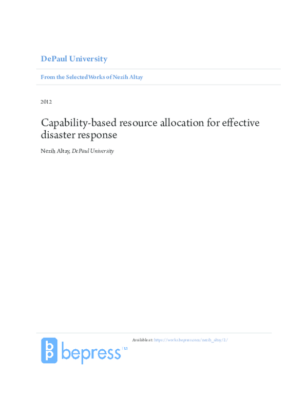 (PDF) Capability-based resource allocation for effective disaster response